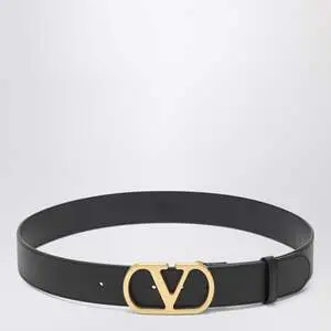 Valentino Garavani Vlogo Leather Belt - Black