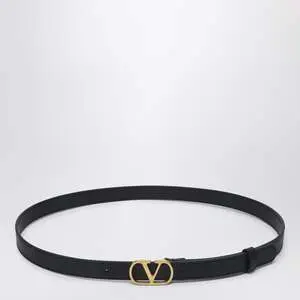 Valentino Garavani Vlogo Signature Leather Belt - Black