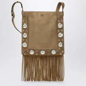 Valentino Garavani Nellcôte Suede Shoulder Bag With Fringe - Brown