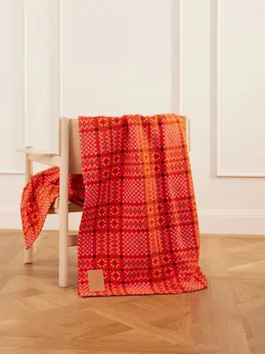 JW Anderson Melin Tregwynt Wool Jacquard Blanket - Red
