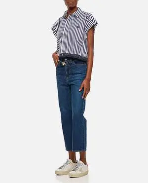 Sacai Striped Cropped Poplin Shirt - Multicolor