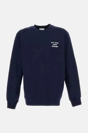 Drole De Monsieur Slogan Crewneck Sweatshirt - Blu