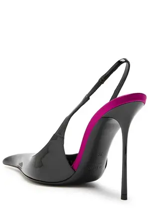 Saint Laurent Amalia 110 Patent Leather Slingback Pumps - Black