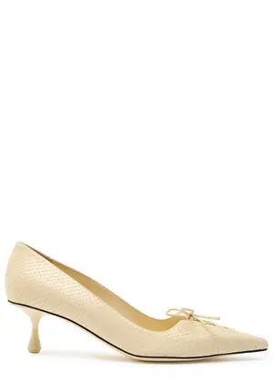 JIMMY CHOO Scarlett 50 Crocodile-effect Leather Pumps - Ivory