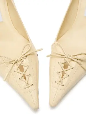 JIMMY CHOO Scarlett 50 Crocodile-effect Leather Pumps - Ivory