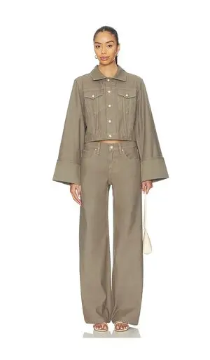 Hudson Jeans Cropped Jacket With Faux Pearl Buttons