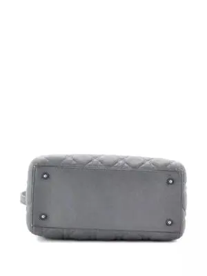 Dior Lady Medium Satchel Cannage Quilt Grained Calfskin - Grey