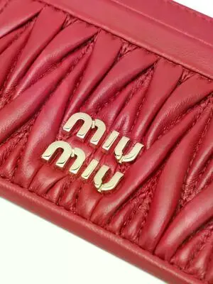 Miu Miu Matelassé Nappa Leather Card Holder - Red