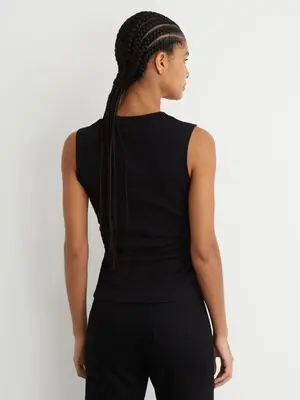 REISS Sandy Ribbed V-neck Vest - Black