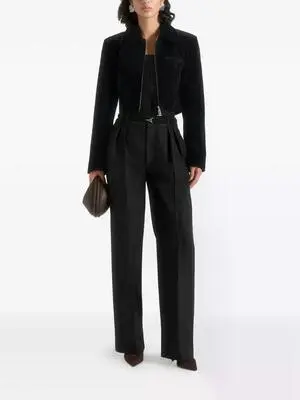 Manière De Voir Adina Velvet Cropped Jacket With Silver Hardware - Black