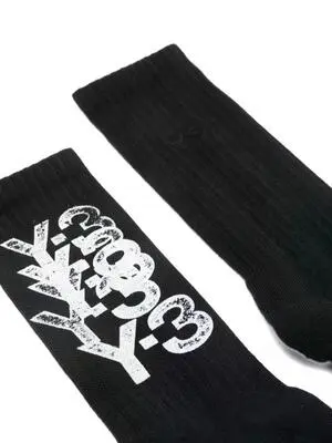 Y3 Crew Socks With Logo Detail