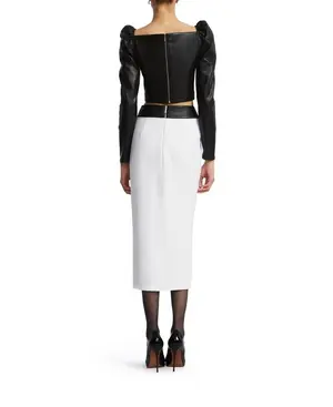 Bcbgmaxazria Puff Sleeve Leather Top
