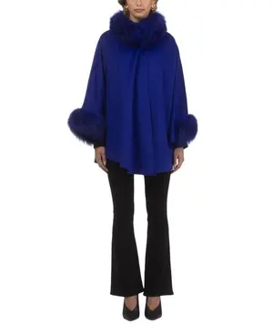 Gorski Wool And Cashmere Cape With Lamb Trim