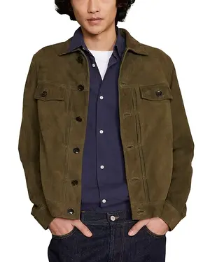 Officine Générale Liam Suede Jacket - Olive Original