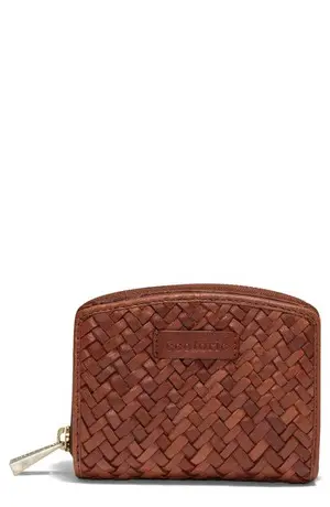 ECOTORIE Katy Woven Leather Wallet Brandy