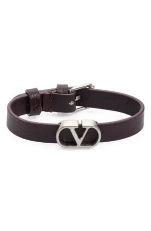 Valentino Garavani Vlogo Leather Bracelet - Dark Purple