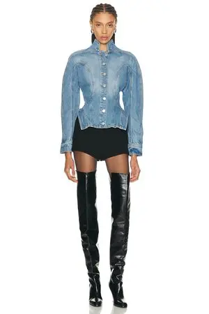 MUGLER Cinched Jacket - Medium Blue