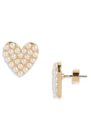 Nordstrom Heart Stud Earrings - White- Gold