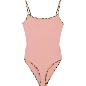 Burberry Check Trim One-piece Swimsuit - Begonia Pink