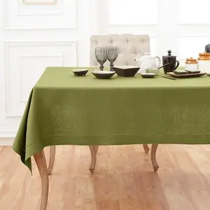 SOLINO HOME Linen Tableclothclassic Hemstitch Avocado