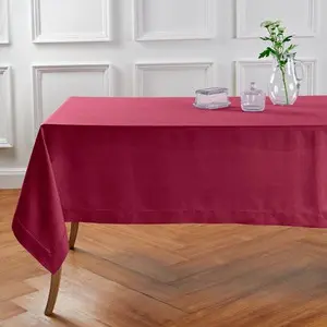 SOLINO HOME Linen Tableclothclassic Hemstitch - Beet