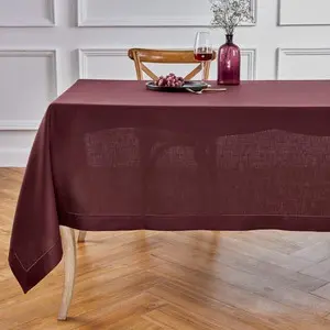 SOLINO HOME Linen Tableclothclassic Hemstitch Burgundy
