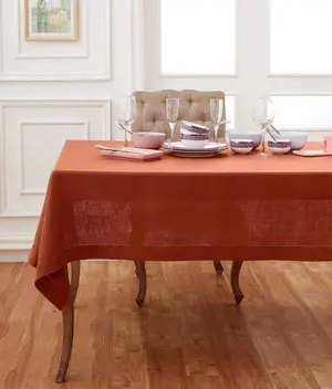 Solino Home Linen Tableclothclassic Hemstitch Cinnamon