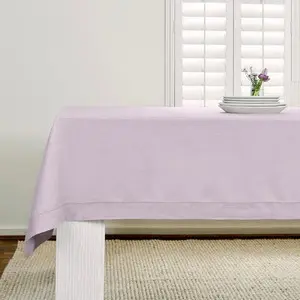 SOLINO HOME Linen Tableclothclassic Hemstitch Lilac