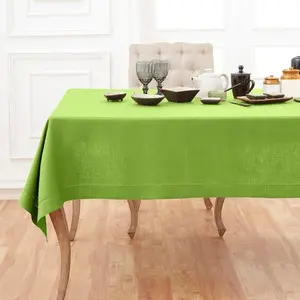SOLINO HOME Linen Tableclothclassic Hemstitch Lime Green