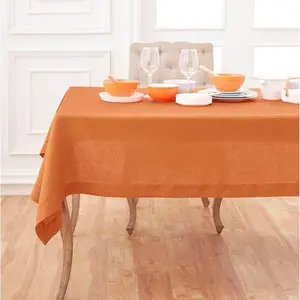 SOLINO HOME Linen Tableclothclassic Hemstitch Pumpkin