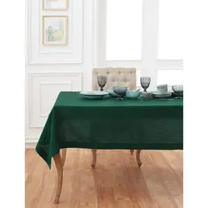 SOLINO HOME Linen Tableclothclassic Hemstitch Rainforest