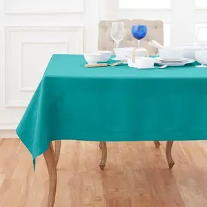 SOLINO HOME Linen Tableclothclassic Hemstitch Teal