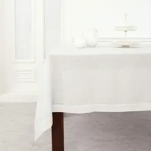 SOLINO HOME Linen Tableclothclassic Hemstitch White