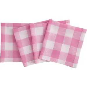 SOLINO HOME Linen Dinner Napkinsbuffalo Check - Pink Begonia