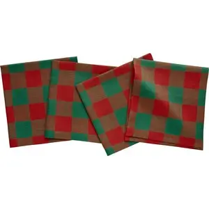 SOLINO HOME Linen Dinner Napkinsbuffalo Check - Red And Green