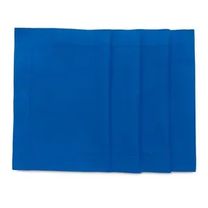 SOLINO HOME Cotton Linen Hemstitch Placemats - Blue