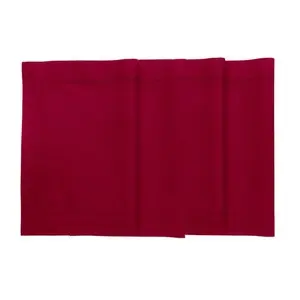 Solino Home Cotton Hemstitch Placemats Set Of 4, 14 X 19 Inch For Dining Table - Red