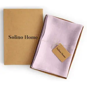 Solino Home Linen Dinner Napkins Set Of 4, 20 X 20 Inch For Dining Table - Chambray Lavender