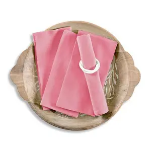 SOLINO HOME Linen Dinner Napkinsfete - Pink Carnation
