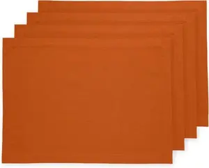 Solino Home Cotton Linen Plain Placemats Set Of 4 - Cinnamon