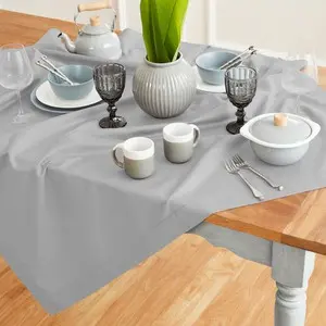 Solino Home Cotton Hemstitch Table Throw 52 X 52 Inch For Dining Table - Light Grey