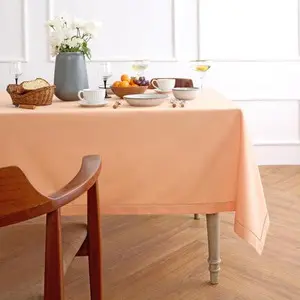 SOLINO HOME Cotton Linen Hemstitch Table Throw - Peach Bloom