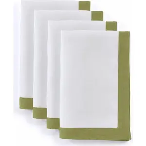 SOLINO HOME Linen Dinner Napkinsclassic Avocado And White
