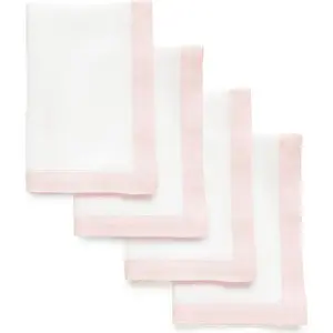 SOLINO HOME Linen Dinner Napkinsclassic Blush Pink And White