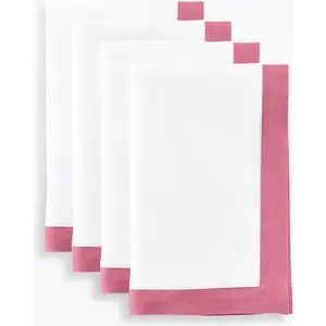 SOLINO HOME Linen Dinner Napkinsclassic - Pink Carnation And White
