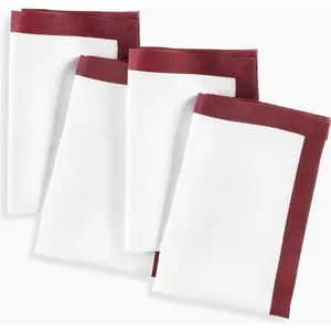 SOLINO HOME Linen Dinner Napkinsclassic Red Garnet And White