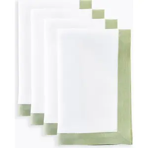 SOLINO HOME Linen Dinner Napkinsclassic Sage Green And White