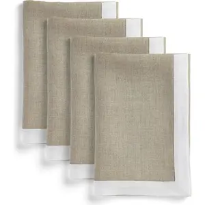 SOLINO HOME Linen Dinner Napkinsclassic White And Natural