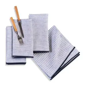 SOLINO HOME Linen Dinner Napkinscarmine Navy