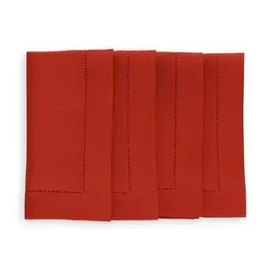 Solino Home Linen Dinner Napkins Set Of 4, 20 X 20 Inch For Dining Table Cherry